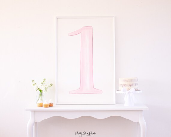Watercolor Pink ONE Birthday Sign 24''x36'' - Etsy