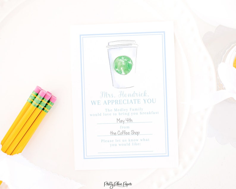 Teacher Appreciation Coffee for the Teacher Printable - Etsy