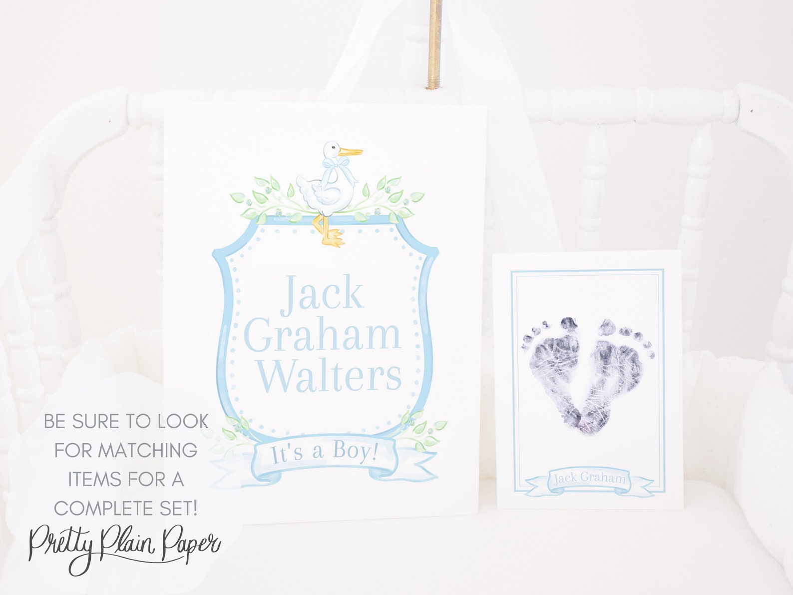 Hospital Baby Footprint Card Printable | 5x7 | Watercolor Newborn ...