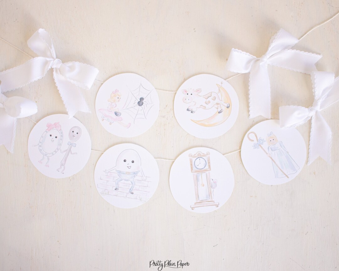 Nursery Rhyme Banner | Printable Download | Watercolor Nursery Rhyme ...