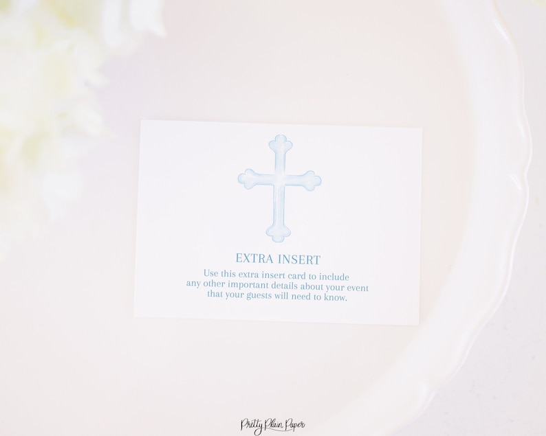 Watercolor Baptism Crest Extra Insert Simple Blue Cross | Etsy