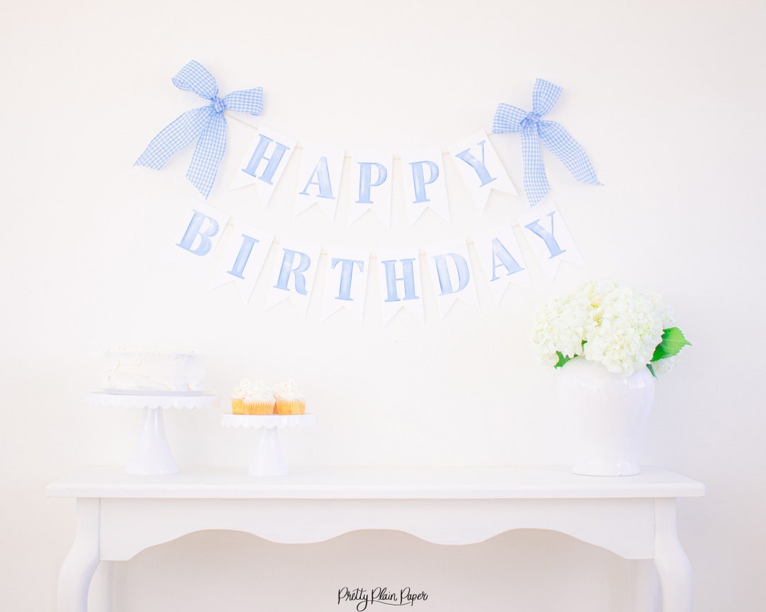 Blue Watercolor Happy Birthday Banner | Printable Download | Watercolor ...
