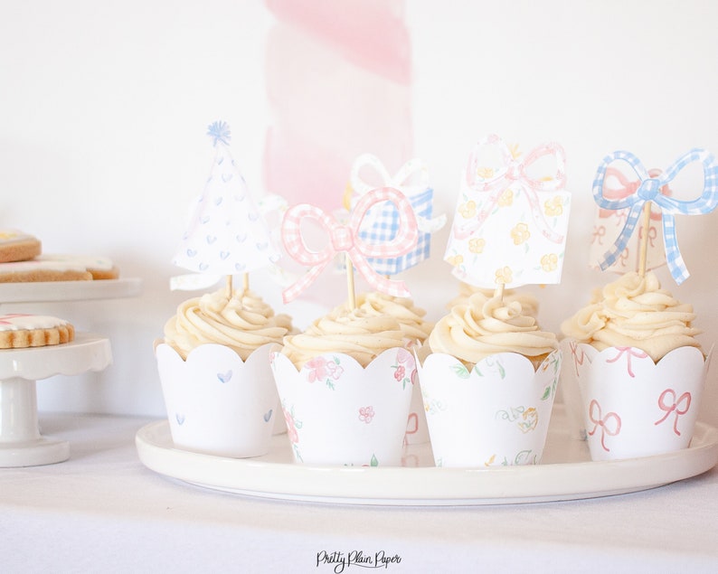 Watercolor Party Hat Cupcake Toppers Printable Download - Etsy