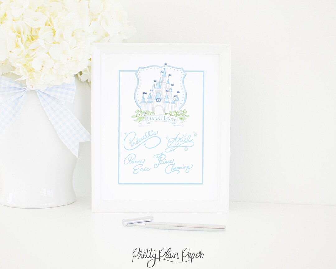 Watercolor Blue Crest With Castle Character Signatures Print | 8x10 ...