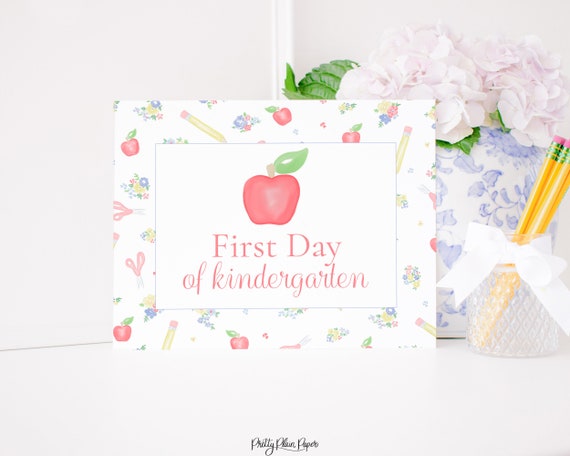 Watercolor First Day of School Sign Floral 1st Day of School | Etsy