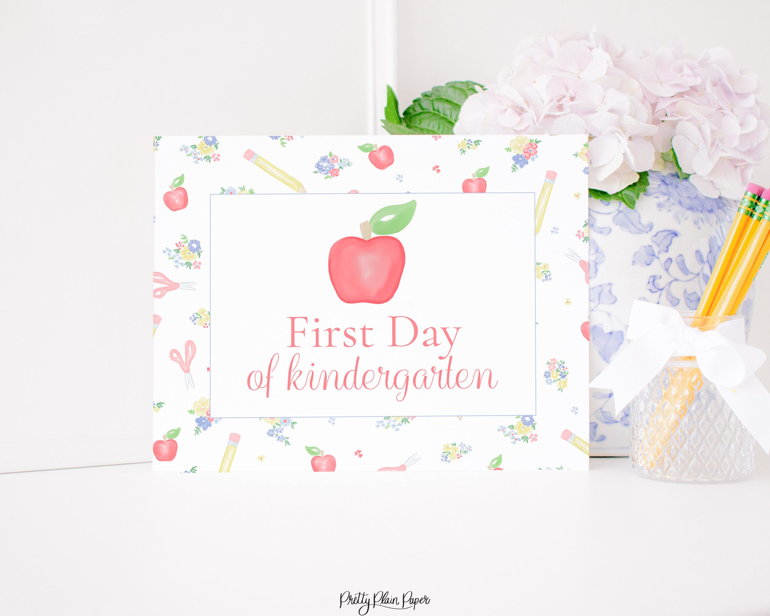 Watercolor First Day of School Sign Floral 1st Day of School | Etsy