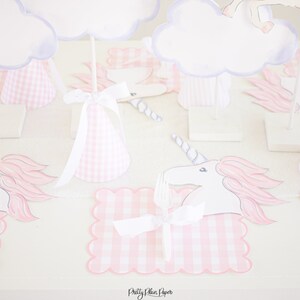 Pink Gingham Party Hat Printable & Pink Stripe Party Hat Template ...