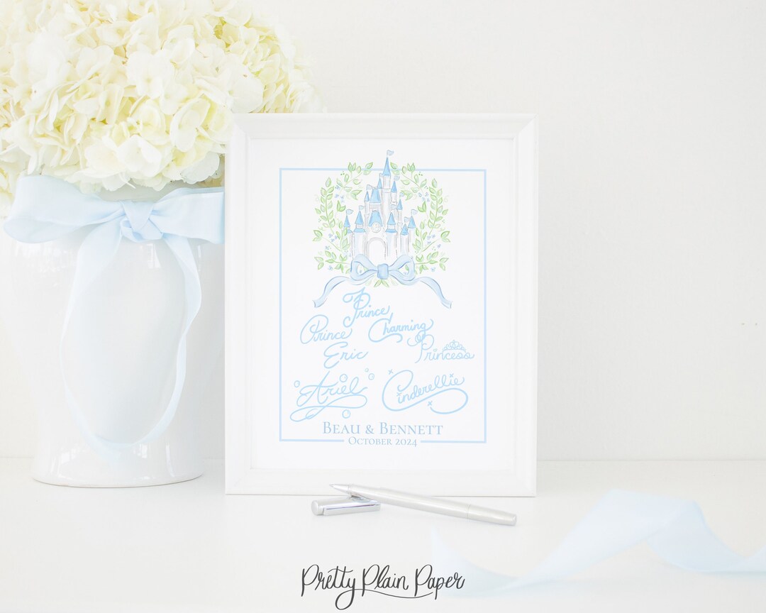 Watercolor Blue Crest With Castle Character Signatures Print 8x10 ...
