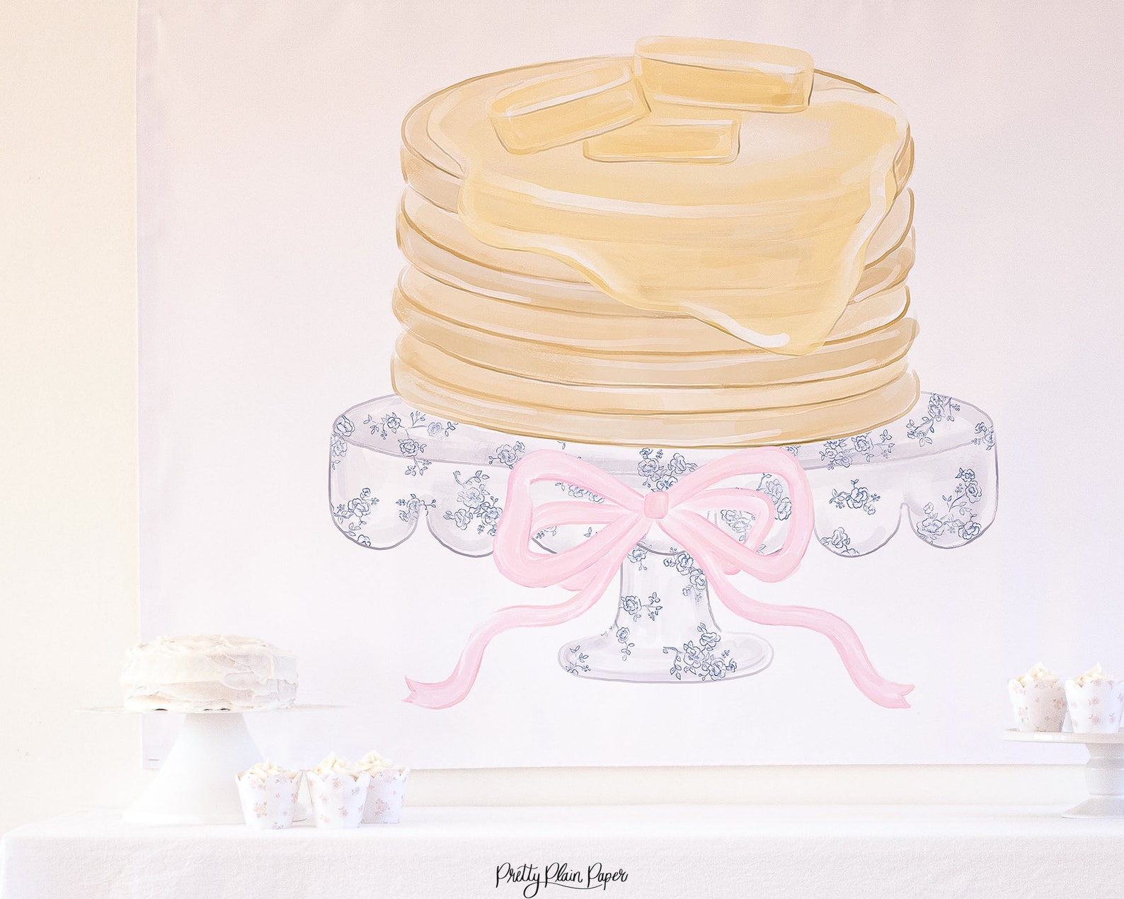 Pancakes & Pajamas Party Backdrop Watercolor Pancakes and | Etsy