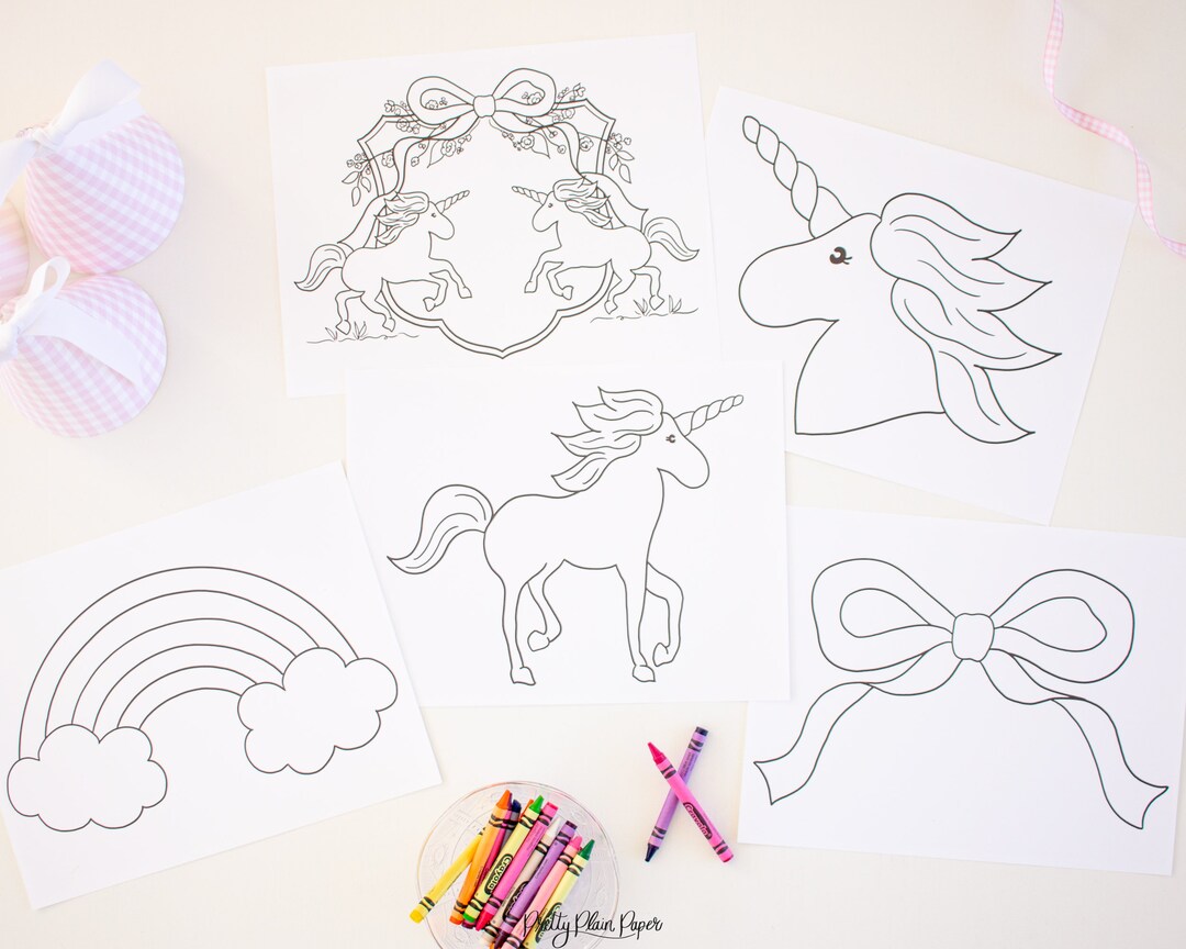 Rainbows & Unicorn Birthday Coloring Pages | Printable Download ...