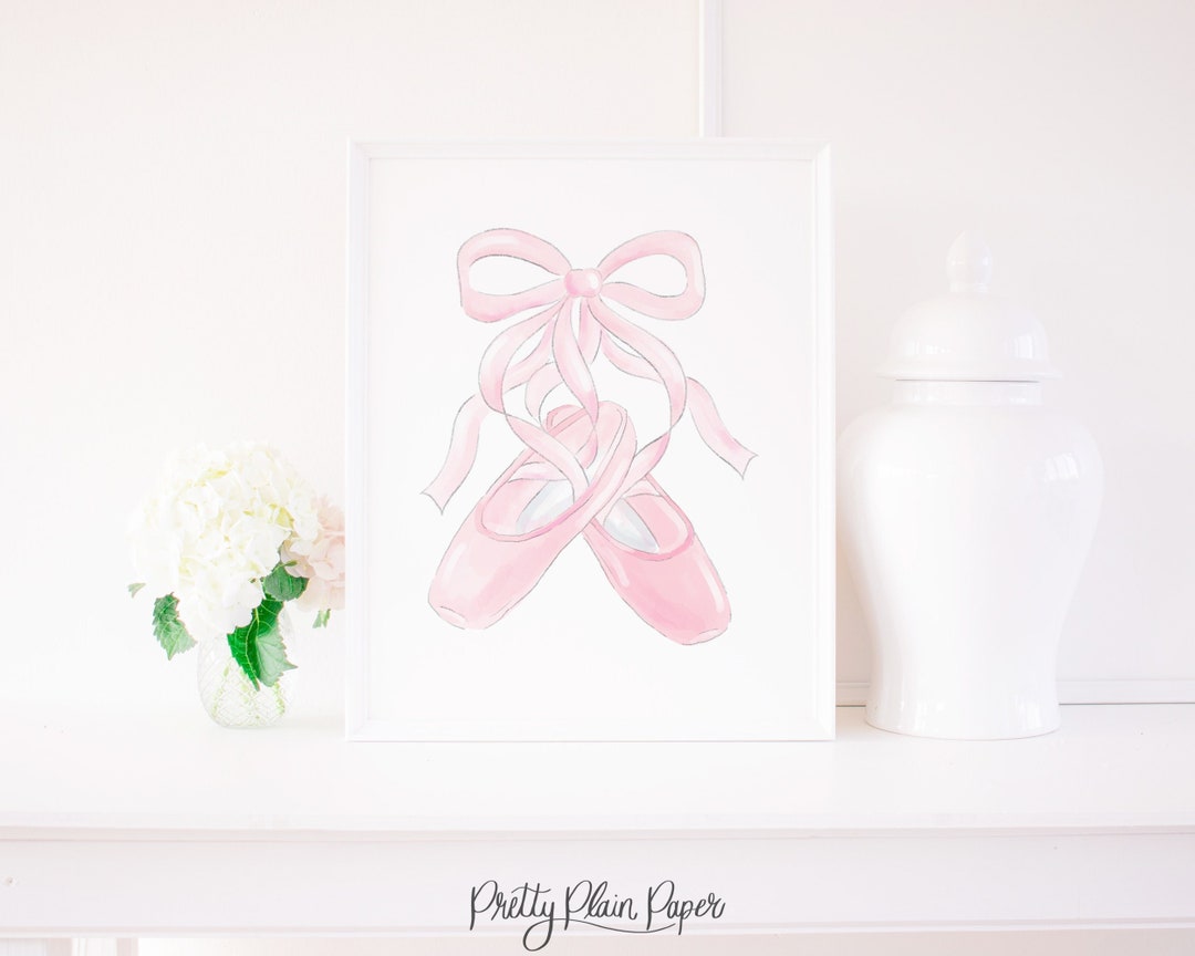 Watercolor Pink Ballet Shoes Print | 8x10 or 16x20 | Printable | Pink ...