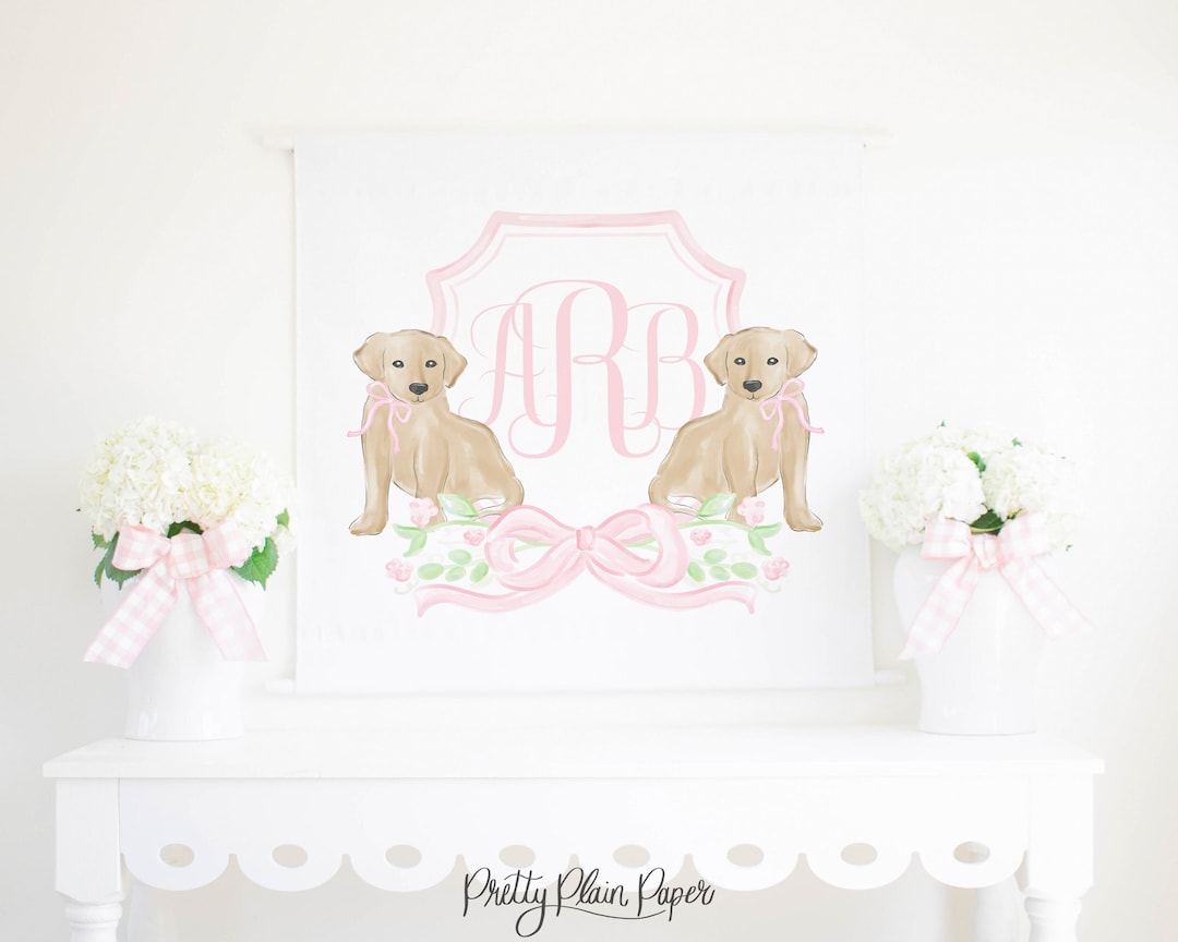 Watercolor Pink Puppy Backdrop | 36x36 Printable | Pink Puppy ...