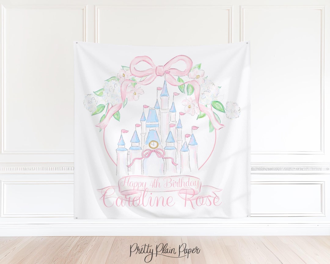 BIG Backdrop | 8ft X 8ft | 96x96 Printable | Watercolor Princess Crest ...