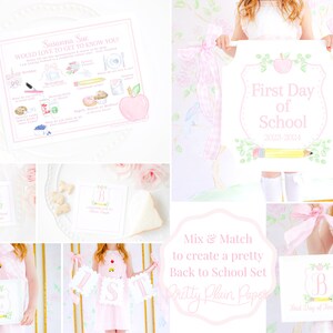 Watercolor First Day of School Sign With Crest | 8x10 Printable | Pink ...