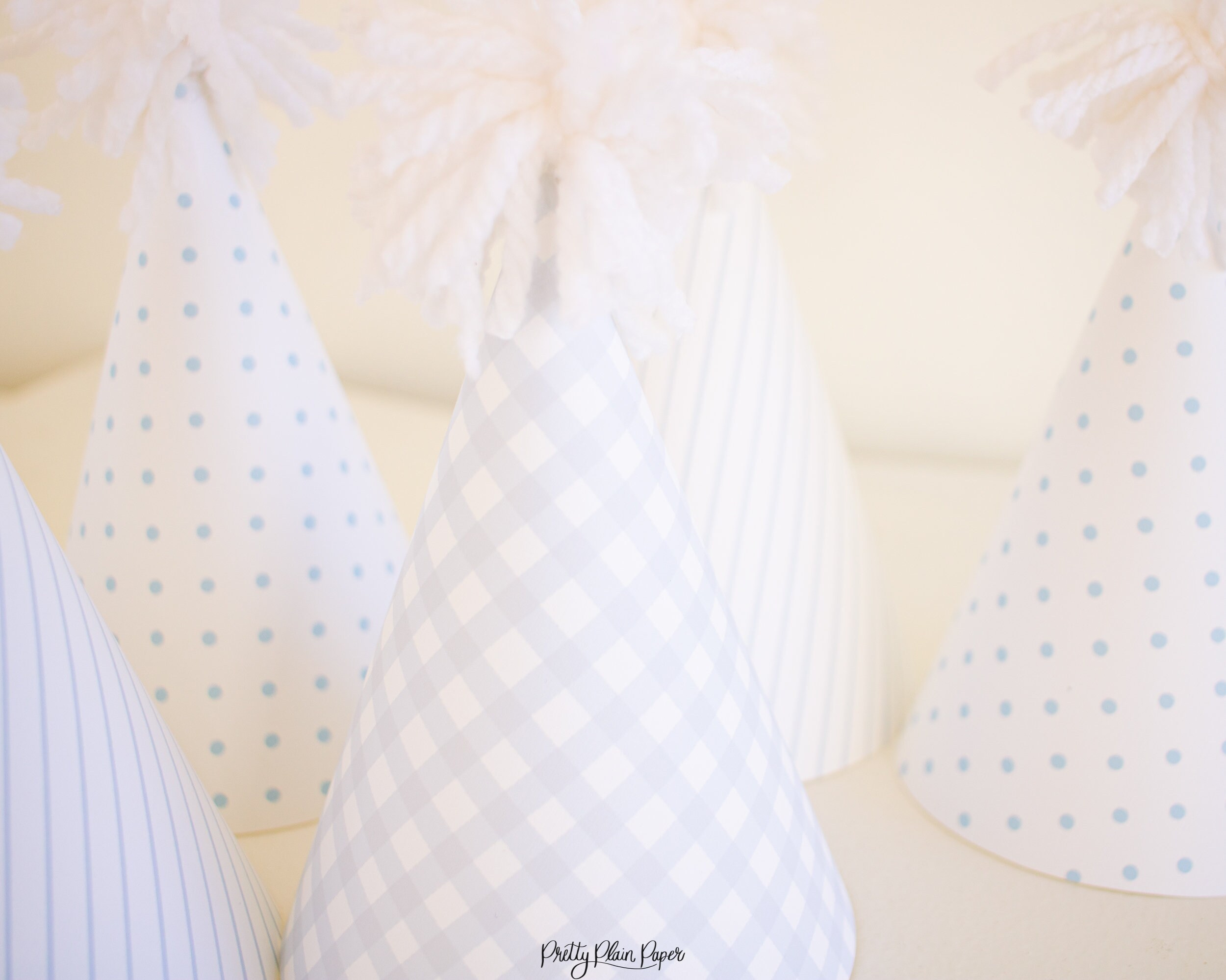 Blue Gingham Party Hat Printable Blue Stripe Party Hat - Etsy