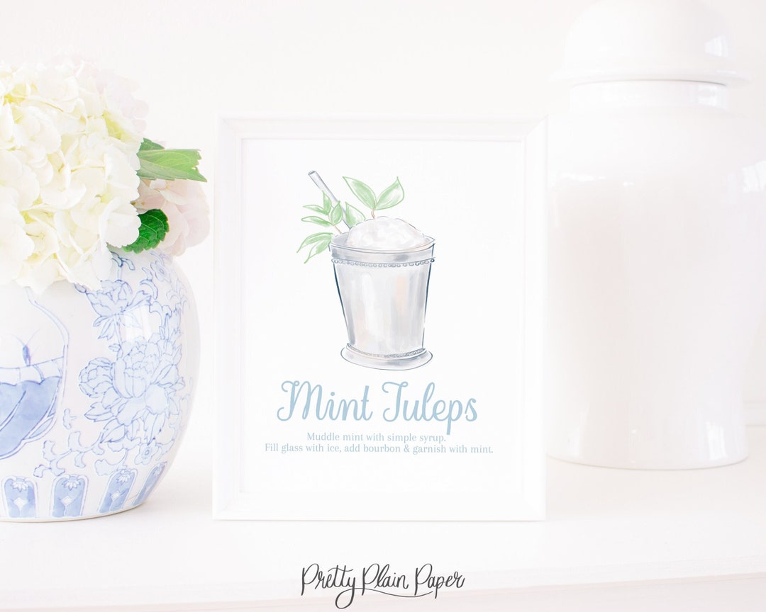 Blue Mint Julep Print | 8x10 | NOT EDITABLE | Watercolor Mint Julep ...