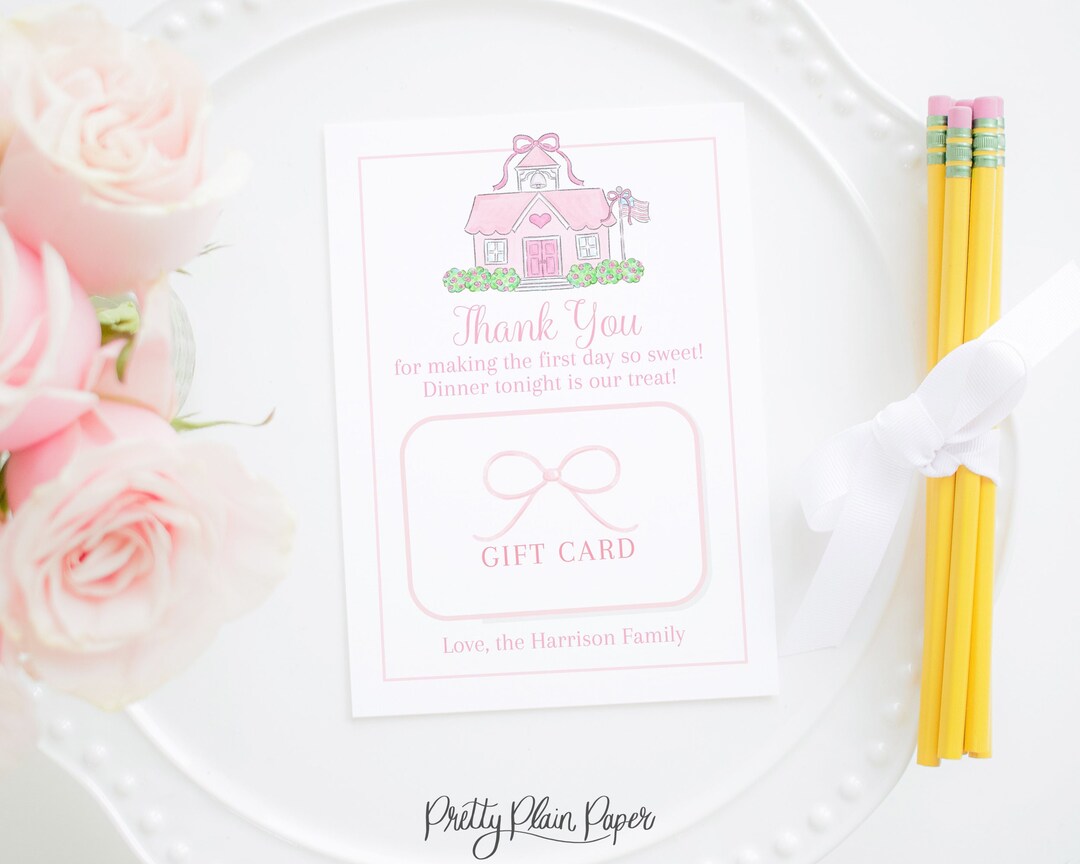 Dinner for the Teacher | 5x7 Printable | First Day of School Gift Card ...