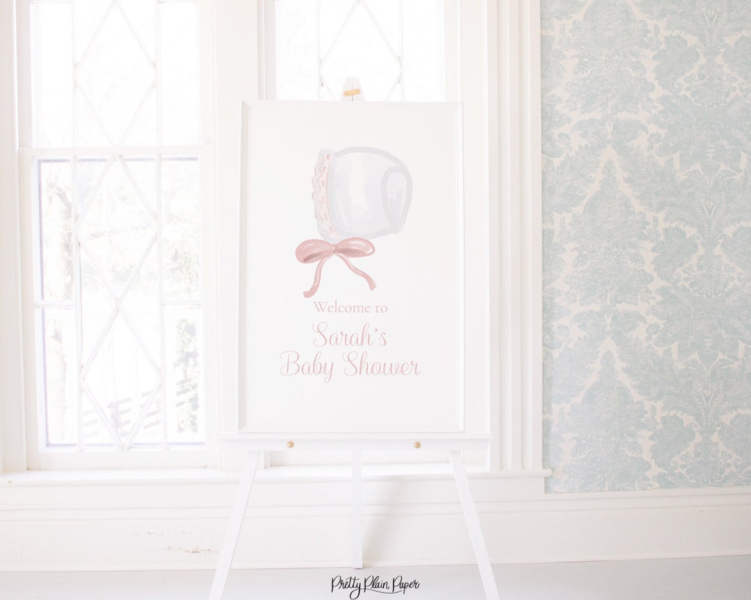 Watercolor Bonnet Welcome Sign | Editable Text | Pink and White Bonnet ...