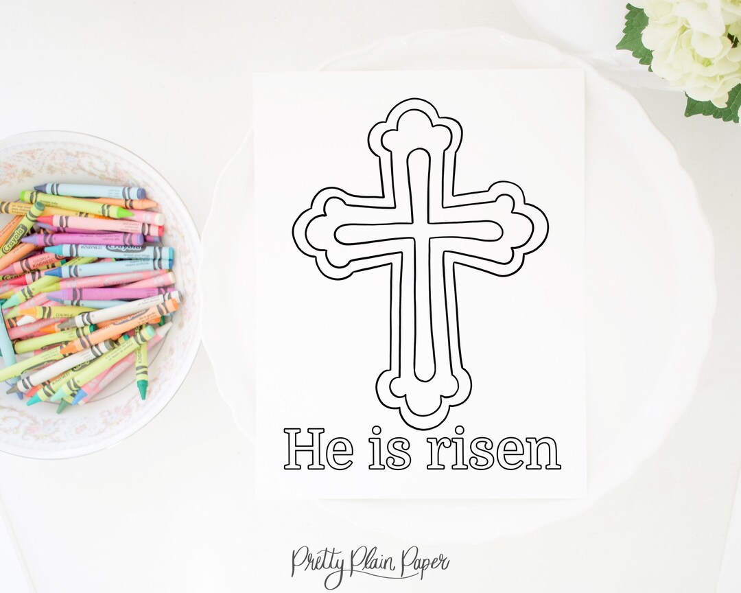 Easter Cross #2 | Coloring or Paint Page | Easter Egg Basket | 8.5x11 ...