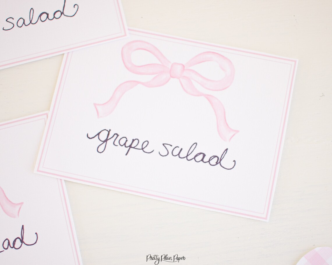 Pink Bow Food and Beverage Labels Printable Download 1042 - Etsy