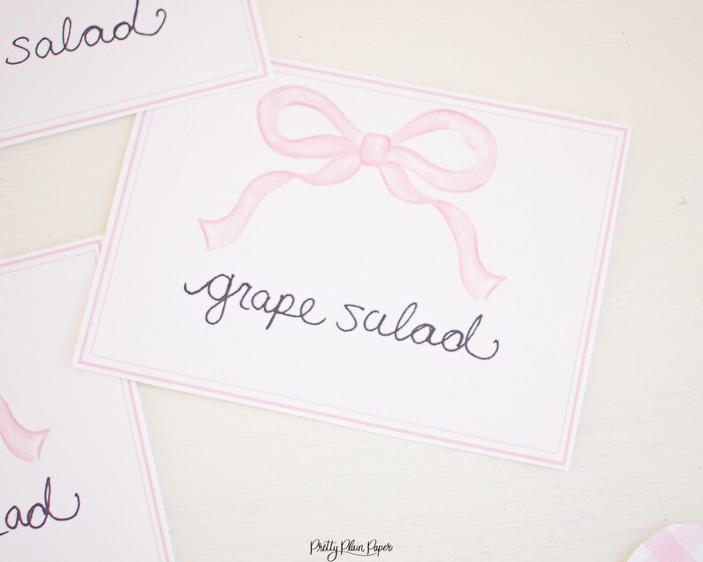 Pink Bow Food and Beverage Labels Printable Download 1042 - Etsy