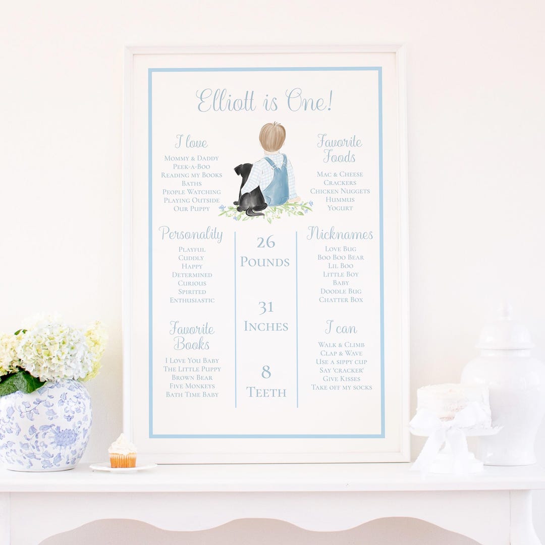 24x36 My First Birthday Sign | Watercolor Snips and Snails | Brown Hair ...