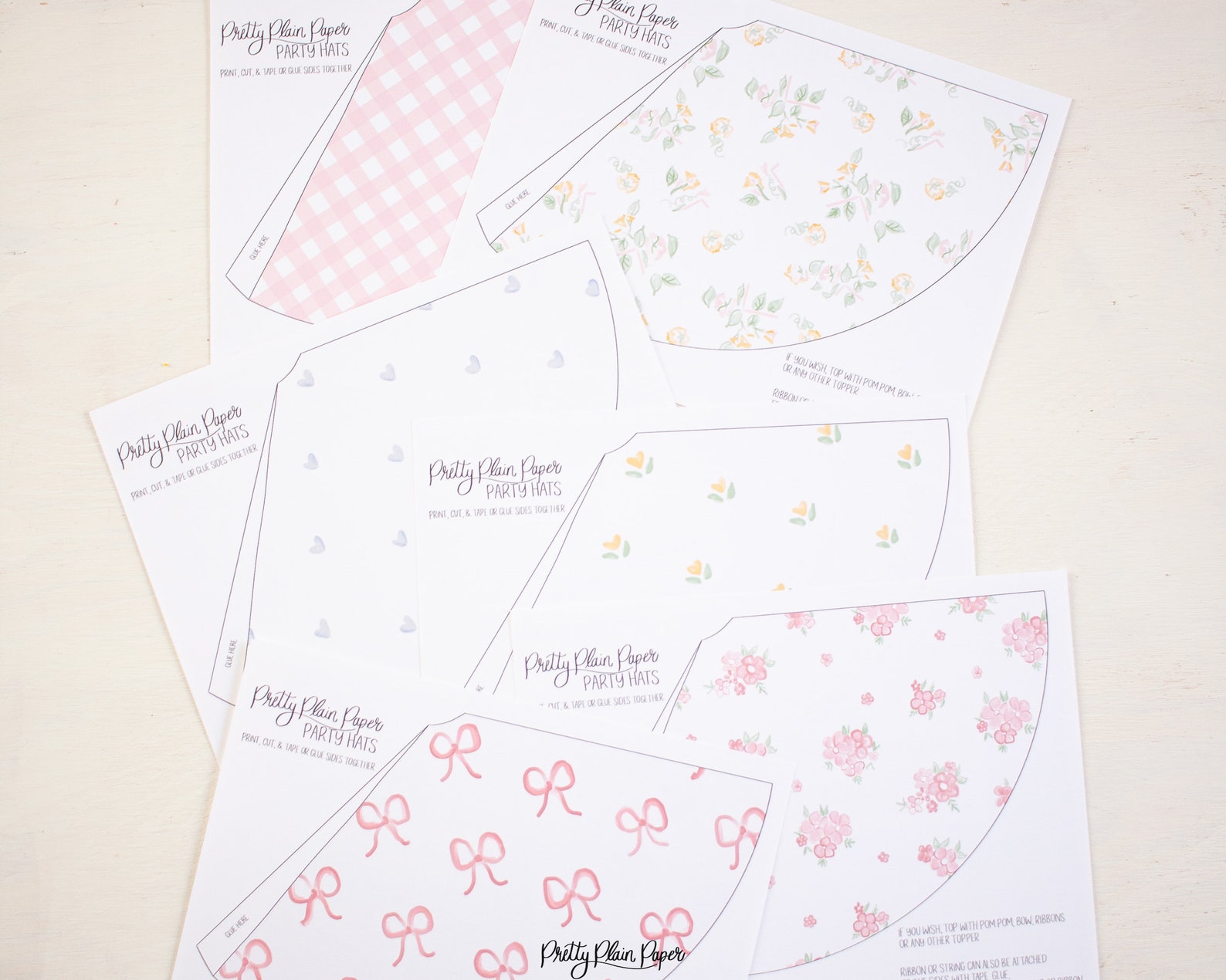 Watercolor Pattern Party Hats Party Hats DIY Printable - Etsy
