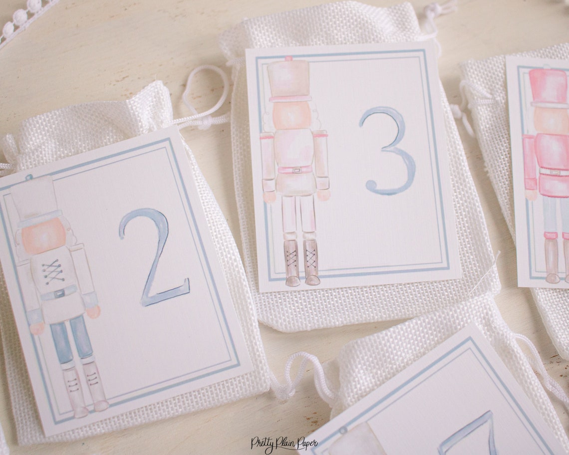 Nutcracker Advent Calendar, Watercolor Printable Christmas Advent ...