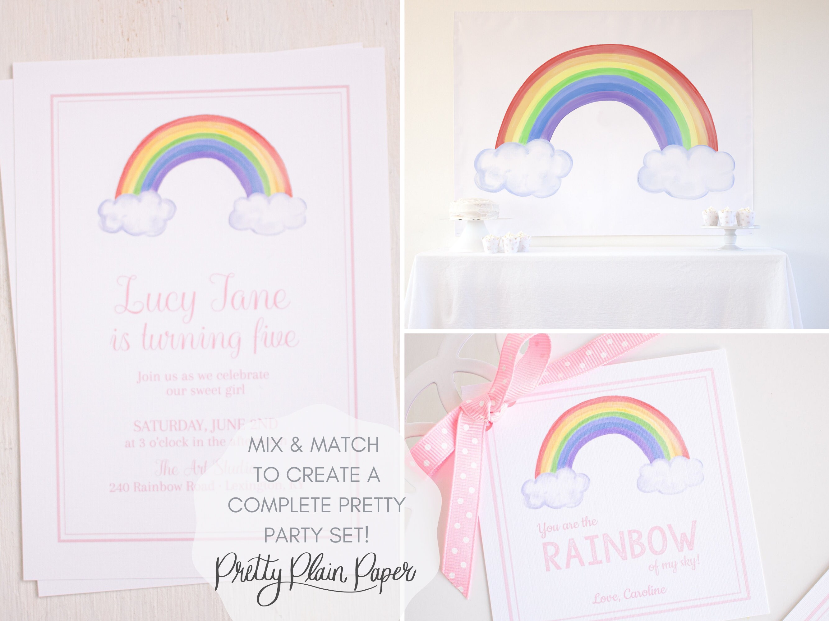 Watercolor Rainbow Invitation Watercolor Rainbow Party - Etsy