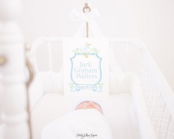 Hospital Baby Name Sign Printable 8x10 Watercolor Blue - Etsy