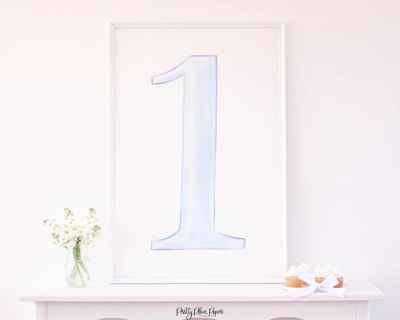 Watercolor Blue ONE Birthday Sign 24''x36'' - Etsy
