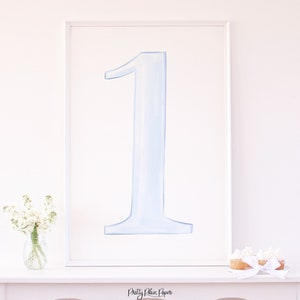 Watercolor Blue ONE Birthday Sign 24''x36'' - Etsy