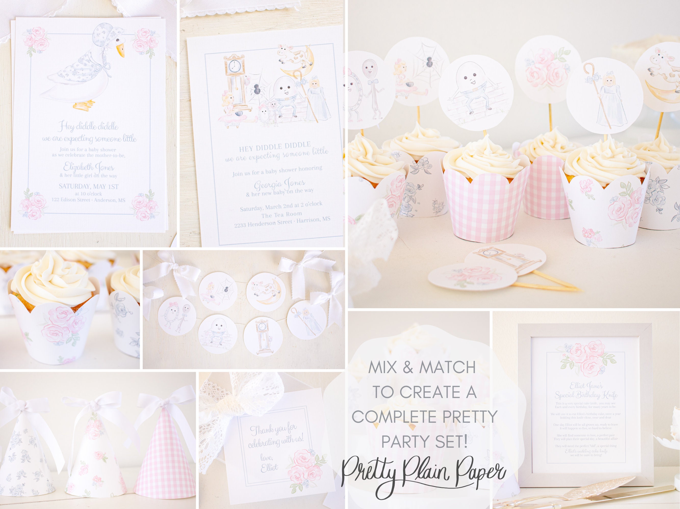 Watercolor Mother Goose Birthday Backdrop Printable Party | Etsy