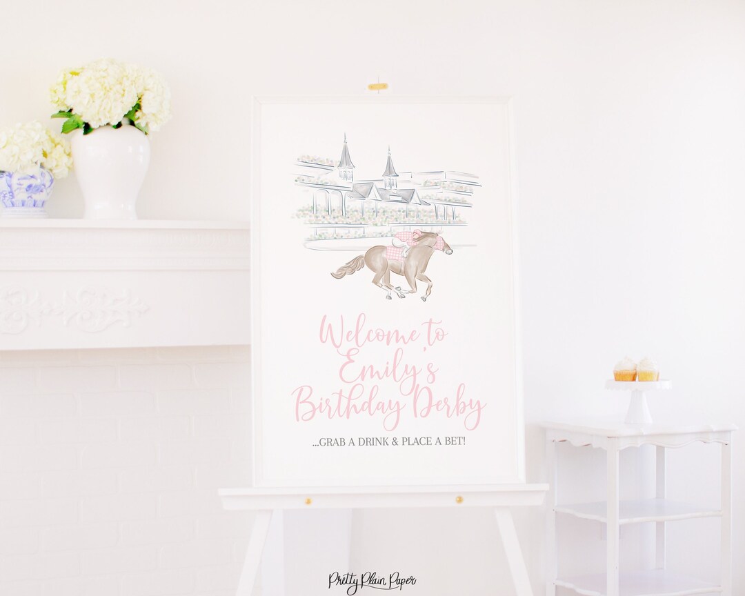 Watercolor Kentucky Derby Welcome Sign | Editable Wording | Pink ...