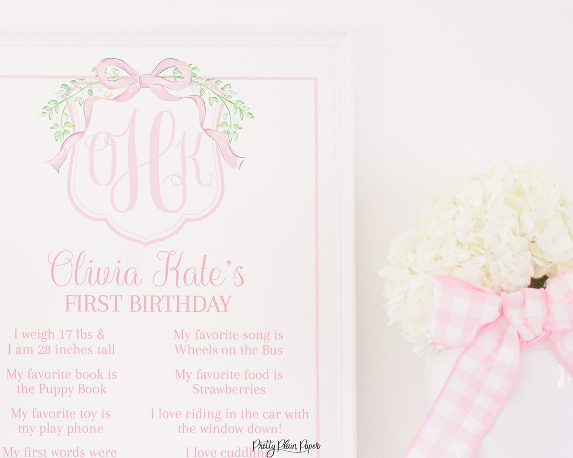Watercolor Pink Crest 'my First Year' Sign 16x20 - Etsy