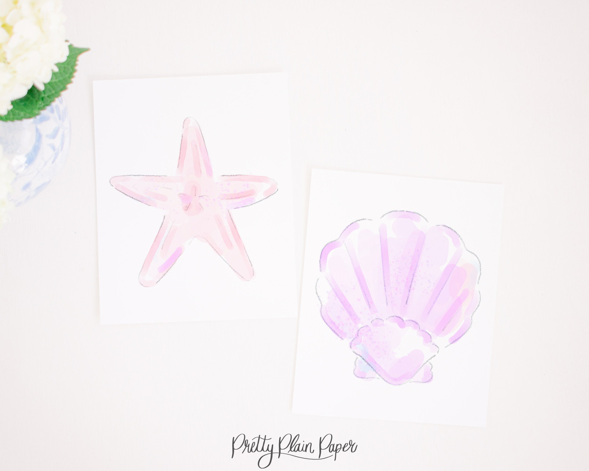 Watercolor Seashell Prints Set of 6 8x10 Printable - Etsy