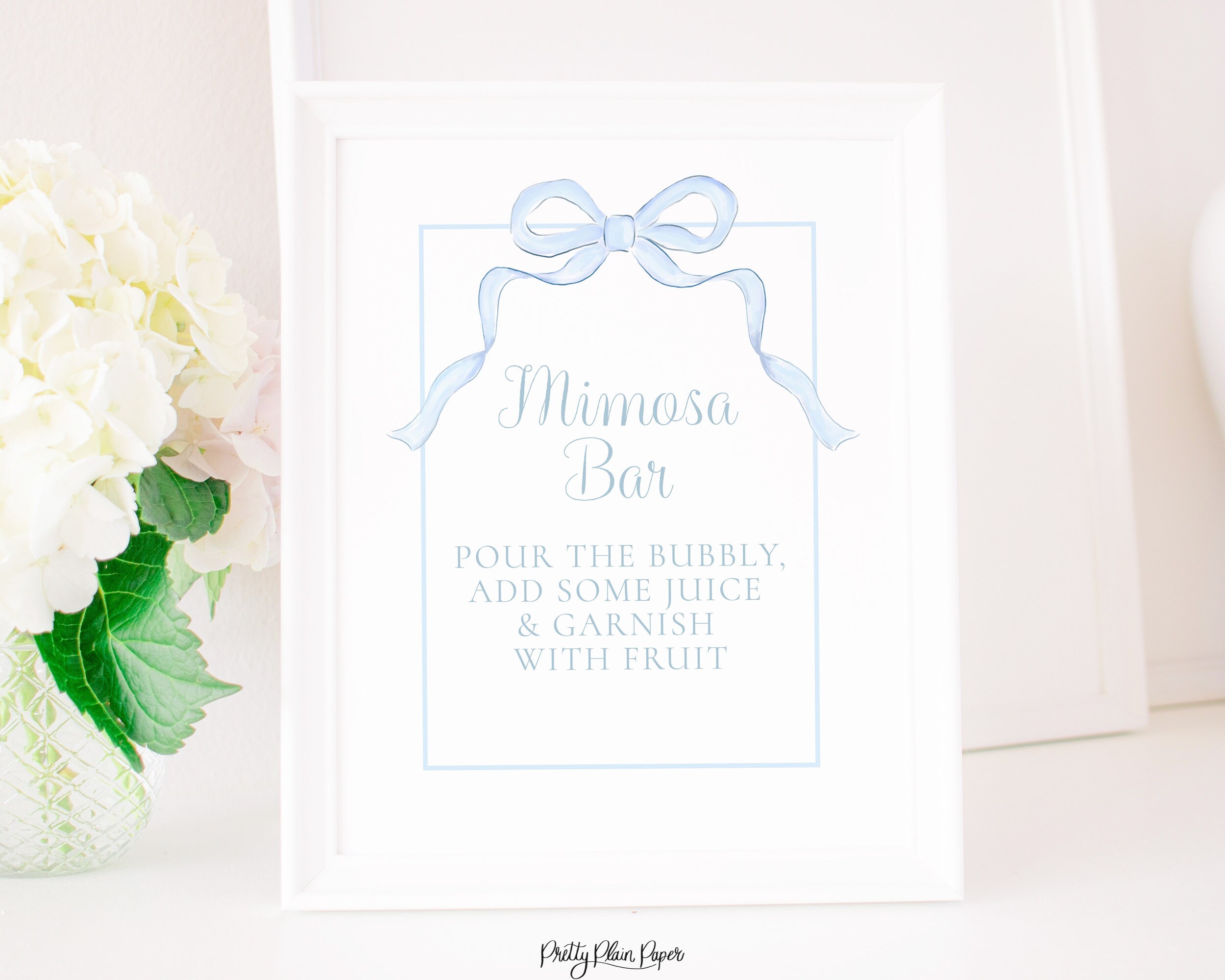 Watercolor Blue Bow Sign Editable 8x10 Sign Blue Bow - Etsy