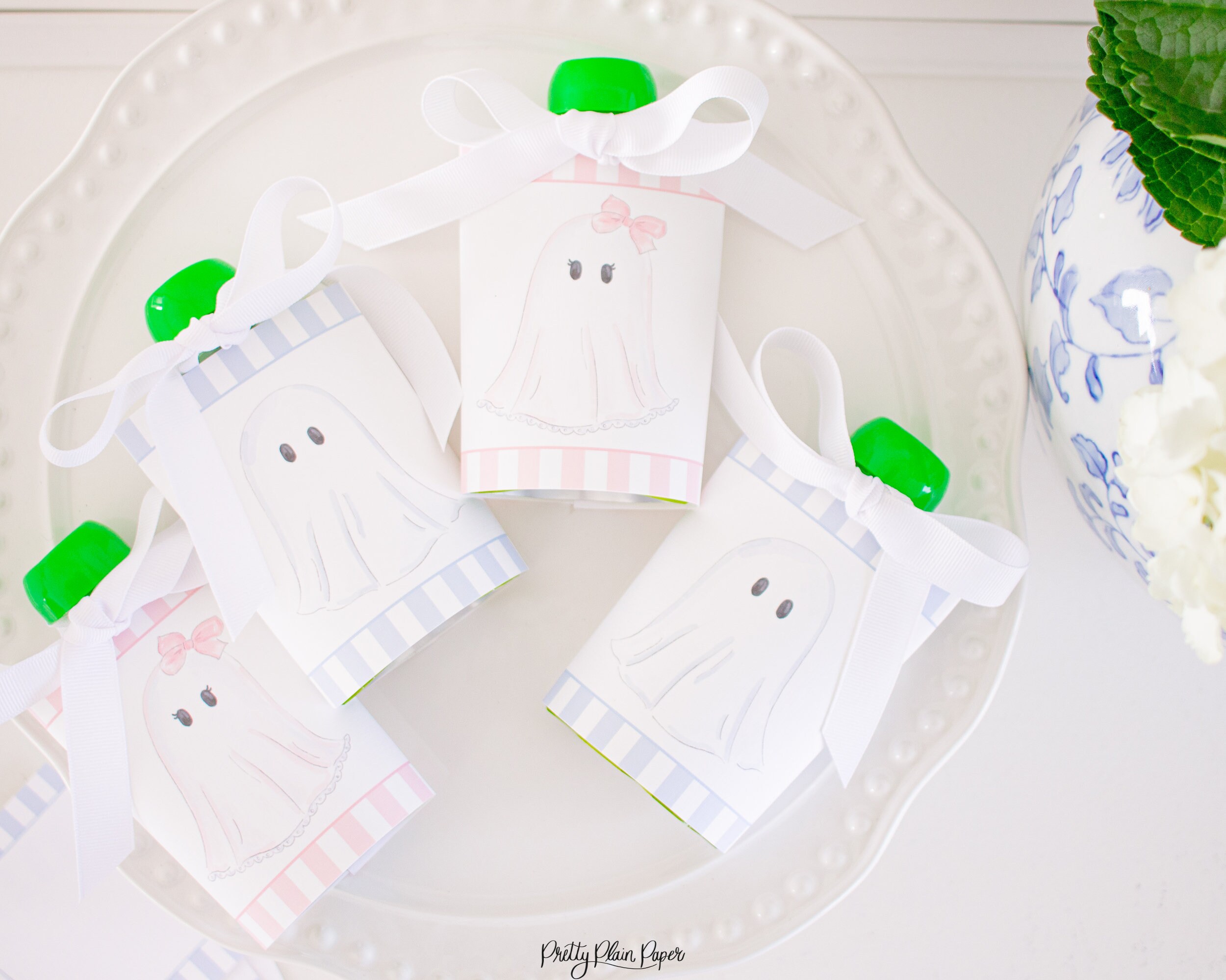 Watercolor Pink Girl Ghost Applesauce Pouch Halloween Printable ...