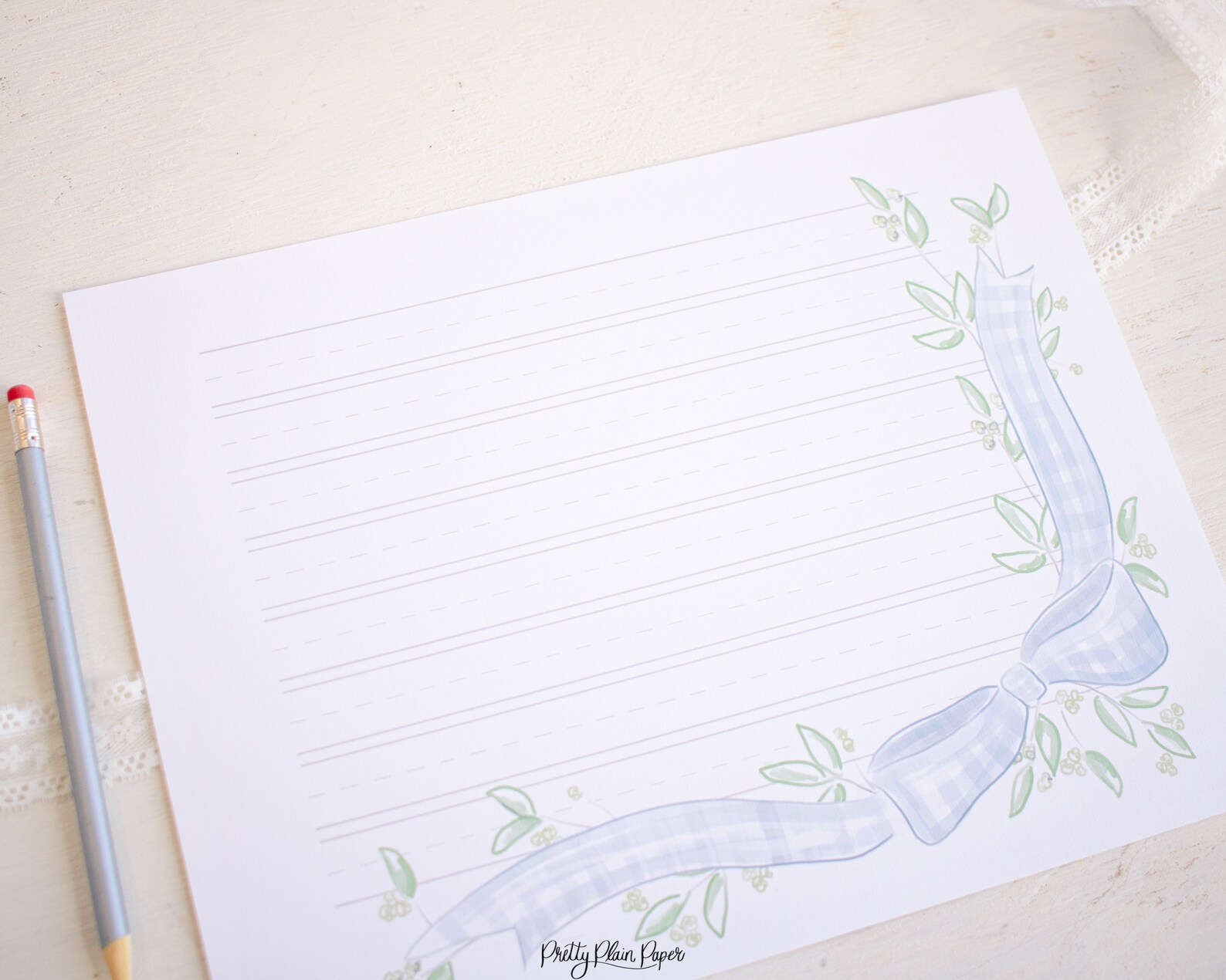 Blue Christmas Ribbon Paper With Dotted Lines, Watercolor Printable ...