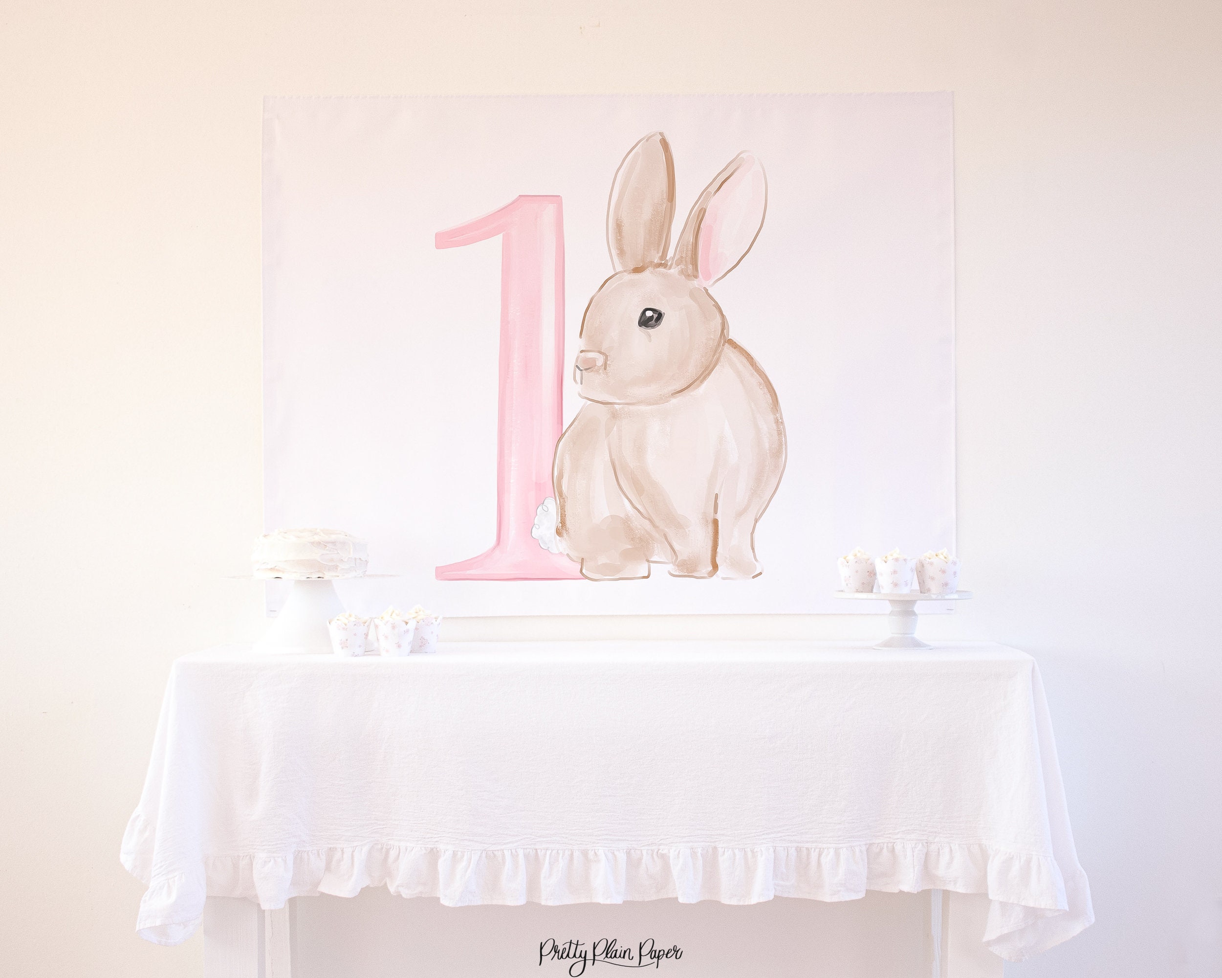 Pink Bunny Printable Backdrop Poster Download 1023 Bunny - Etsy