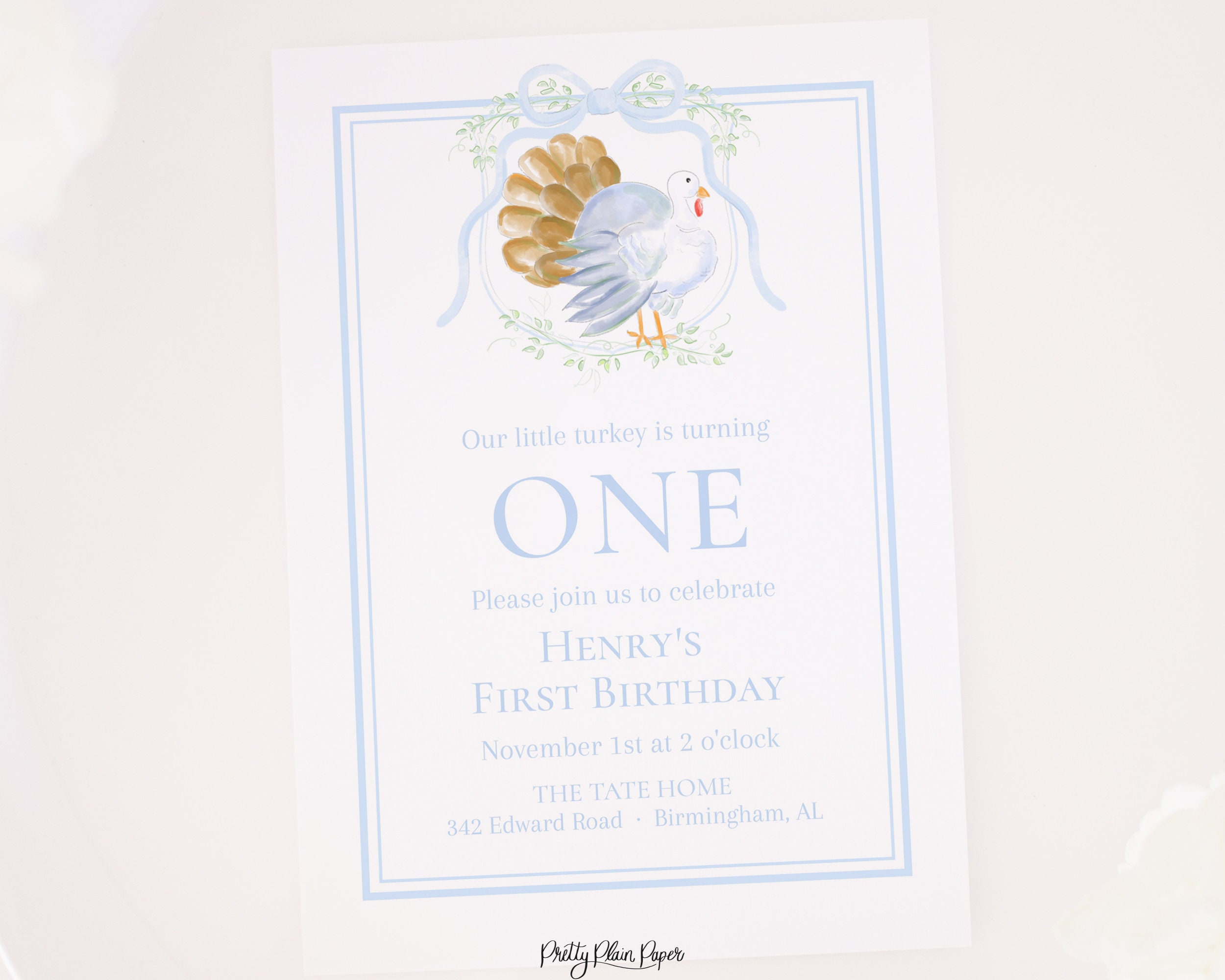 Watercolor Little Turkey Crest Invitation Watercolor Turkey | Etsy