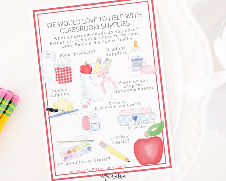 Classroom Supply Wish List | Printable | Teacher Supply Wish List ...