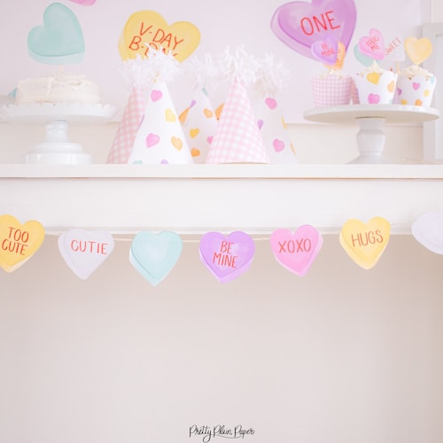 Watercolor Candy Hearts Backdrop Printable Poster Download - Etsy