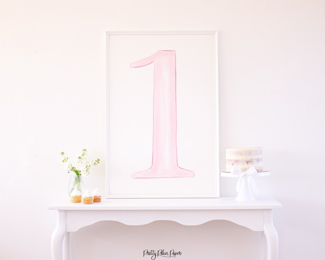 Watercolor Pink ONE Birthday Sign 24x36 | Pink 1st Birthday | 5002 5003 ...