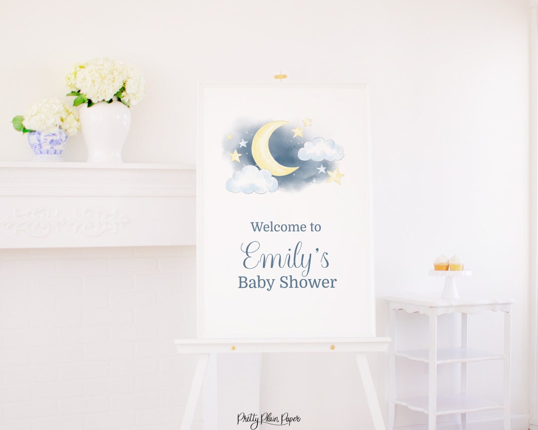 Watercolor Moon and Stars Welcome Sign | Printable Download | Two the ...