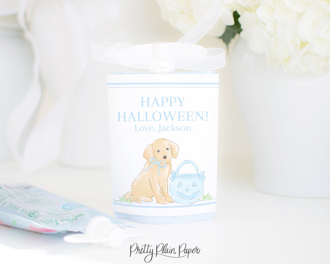 Applesauce Pouch or Yogurt Pouch Printable | Watercolor Blue Puppy With ...