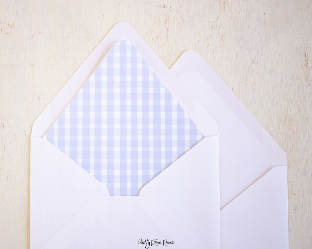 Blue Gingham Envelope Liner | Watercolor Printable A7 Envelope Liner ...