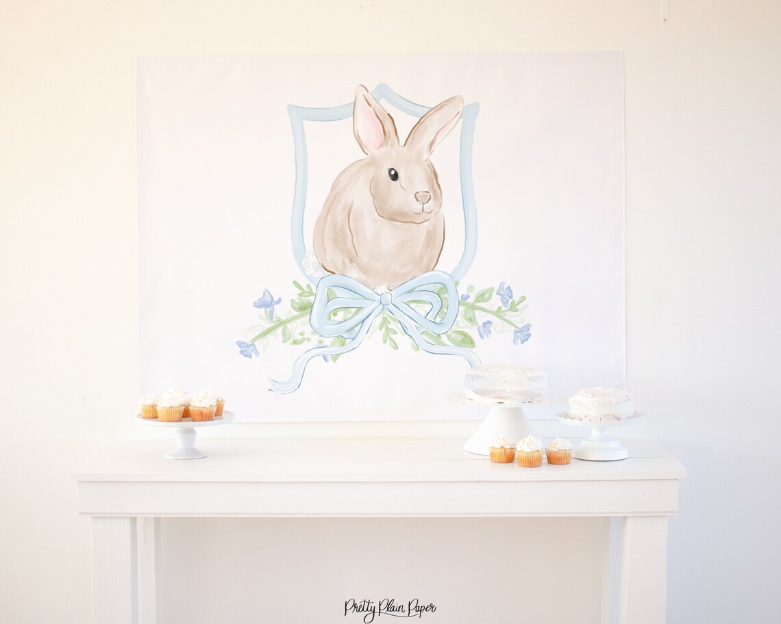 Classic Blue Bunny Birthday Printable Backdrop Poster Download 1023 ...