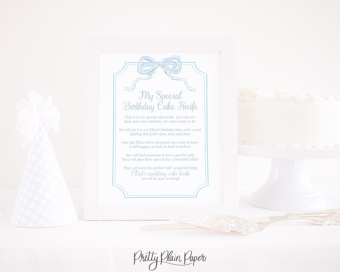 Watercolor Birthday Cake Knife Sign for a First Birthday Party With ...