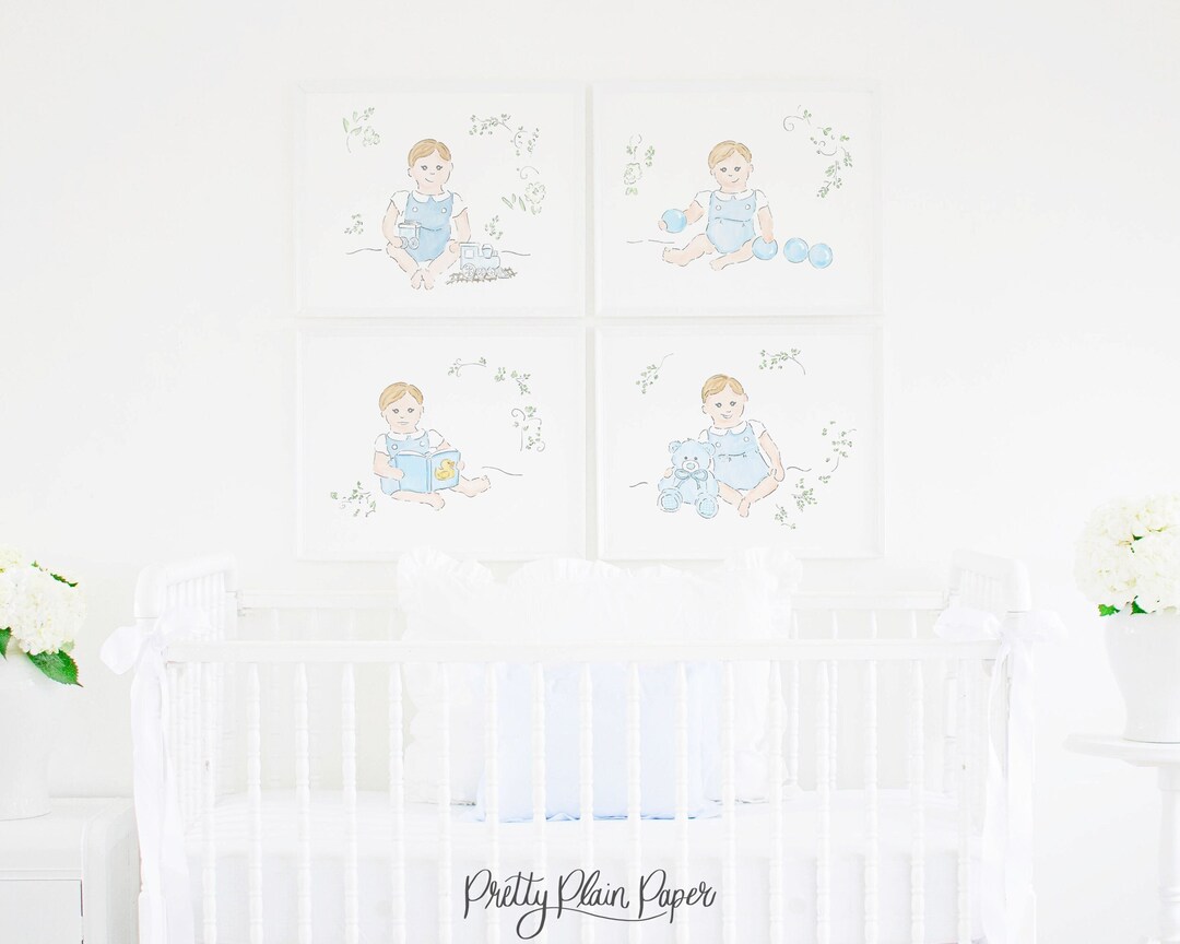 Set of 4 | Watercolor Little Boy Prints | 8x10 or 16x20 | Little Boy ...